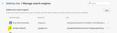 Look at your Search Engine settings... are you using the new 'Google ...
