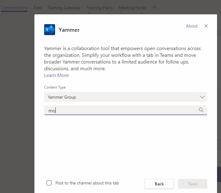 Cannot Configure Yammer App - groups not appearing in search results | Microsoft Community Hub