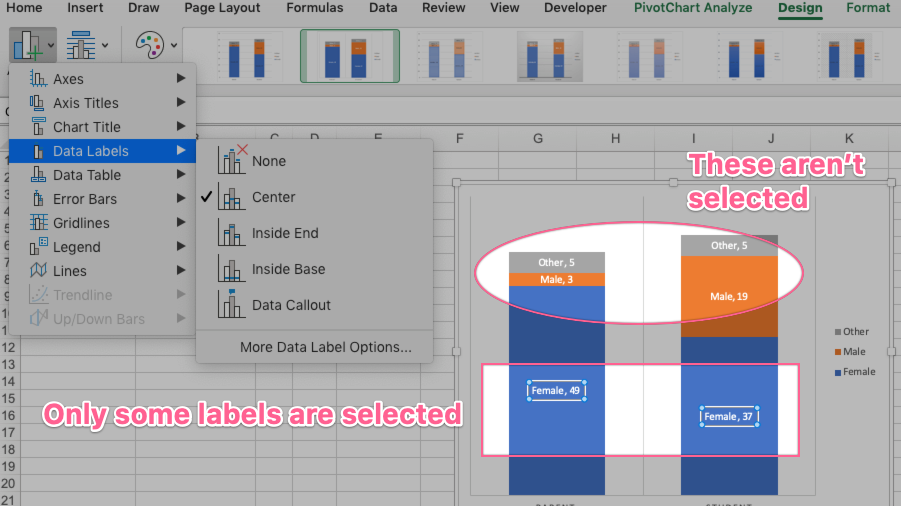 Problems formatting pivot chart data labels in Mac v16 | Microsoft Community Hub