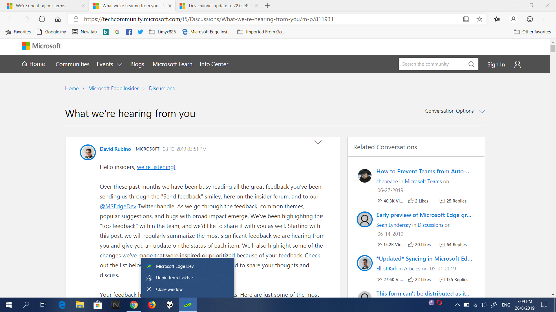 Taskbar tasks list is missing | Microsoft Community Hub
