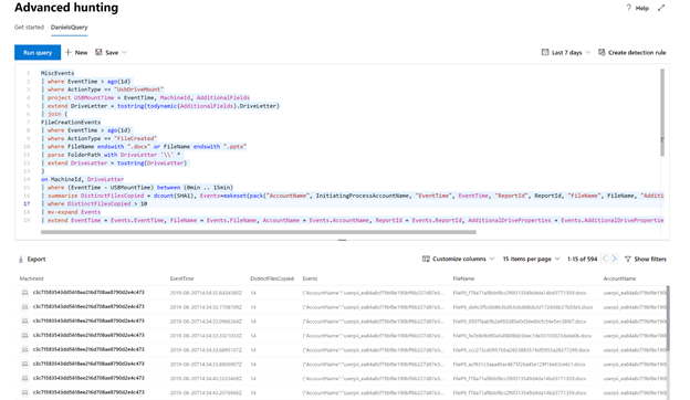 Advanced hunting updates: USB events, machine-level actions, and schema ...