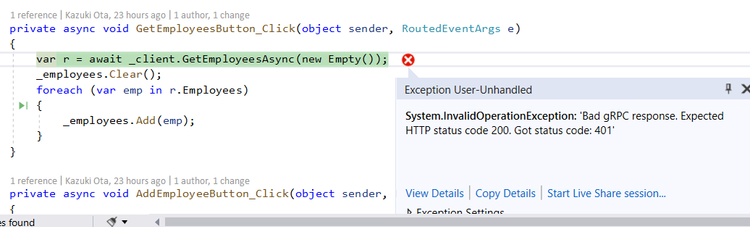 ASP.NET Core gRPC and WPF on .NET Core with Azure AD Authorization/Authentication | Microsoft ...