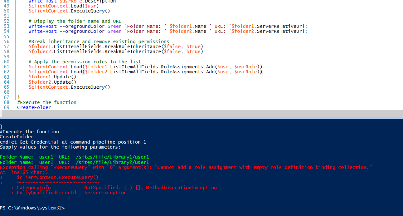 SharePoint Online CSOM PowerShell Script to create folders and add permissions | Microsoft ...