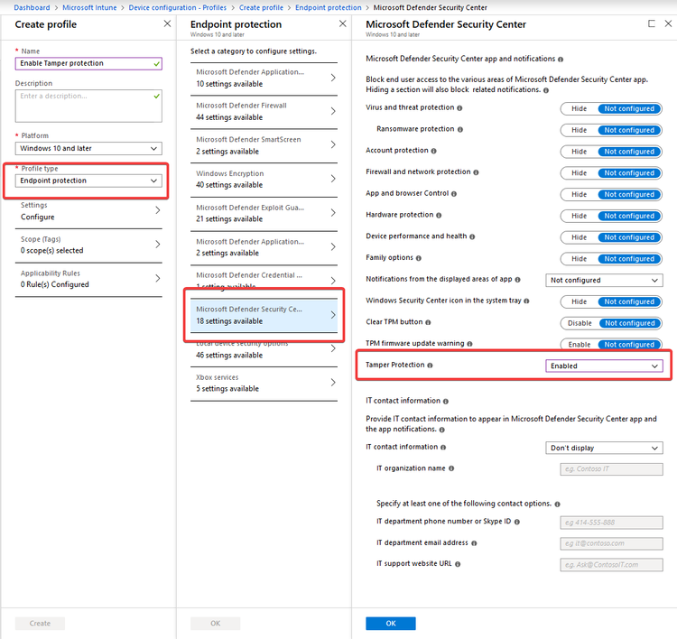 Windows Defender tamper protection management in Microsoft Intune ...