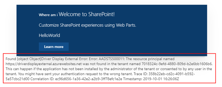 Error: AADSTS500011: The resource principal named '*URL*' was not found in the tenant ...