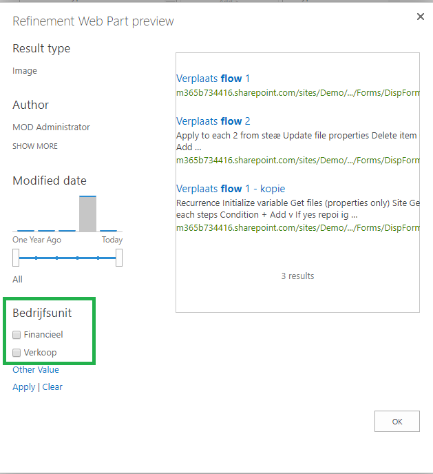 Refinement Web Part - managed properties | Microsoft Community Hub