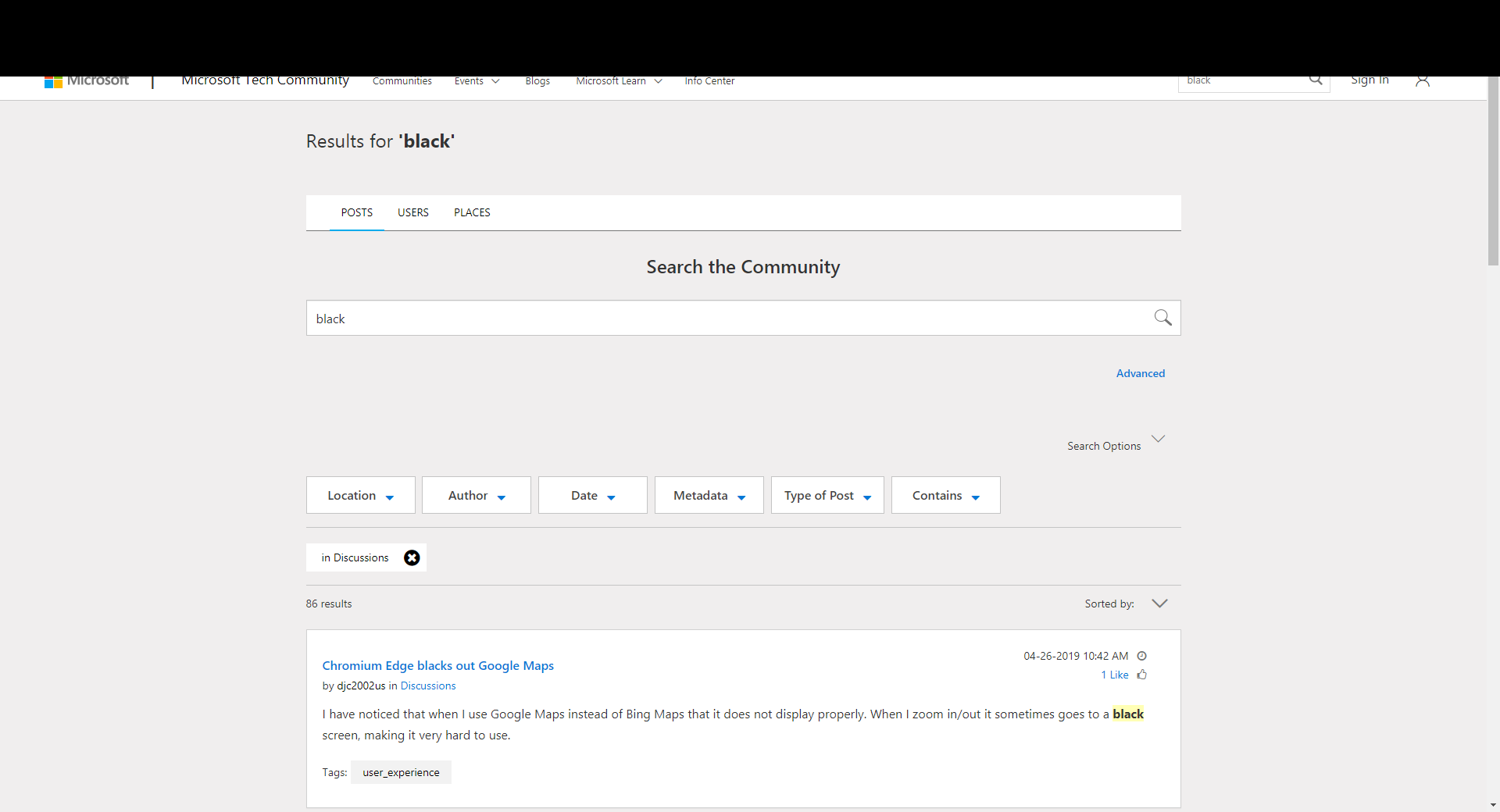 Long black bar appears on the upside of the browser | Microsoft ...