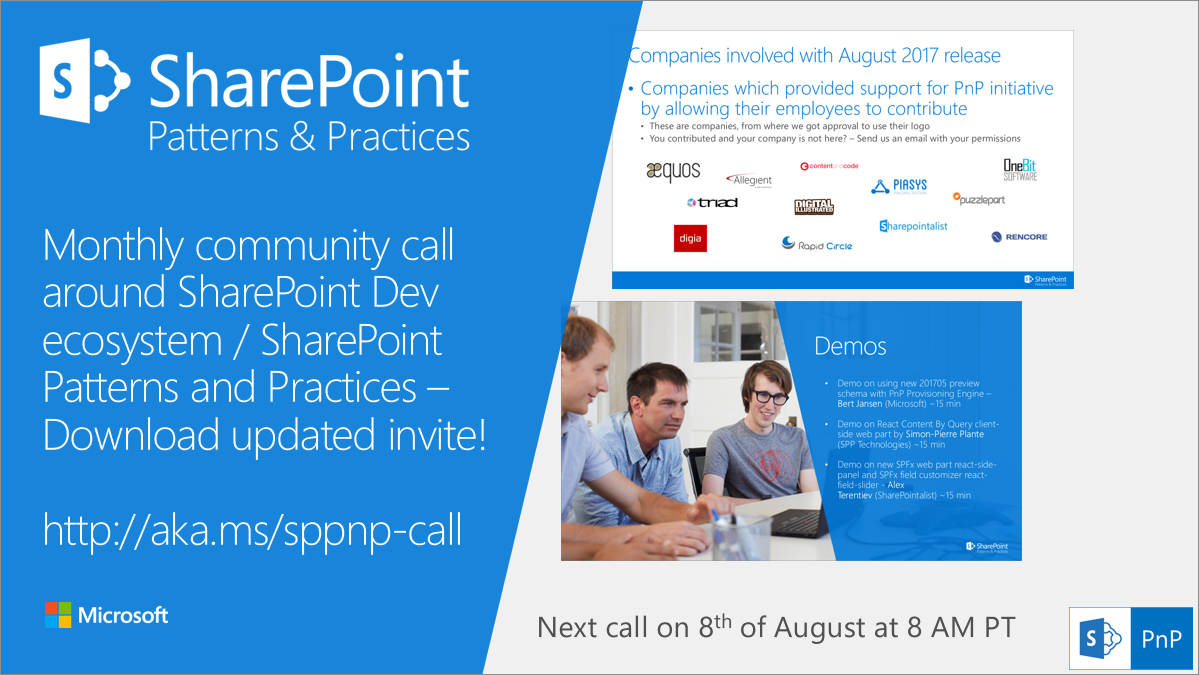 Monthly community call around SharePoint Dev Ecosystem / SharePoint Patterns and Practices ...