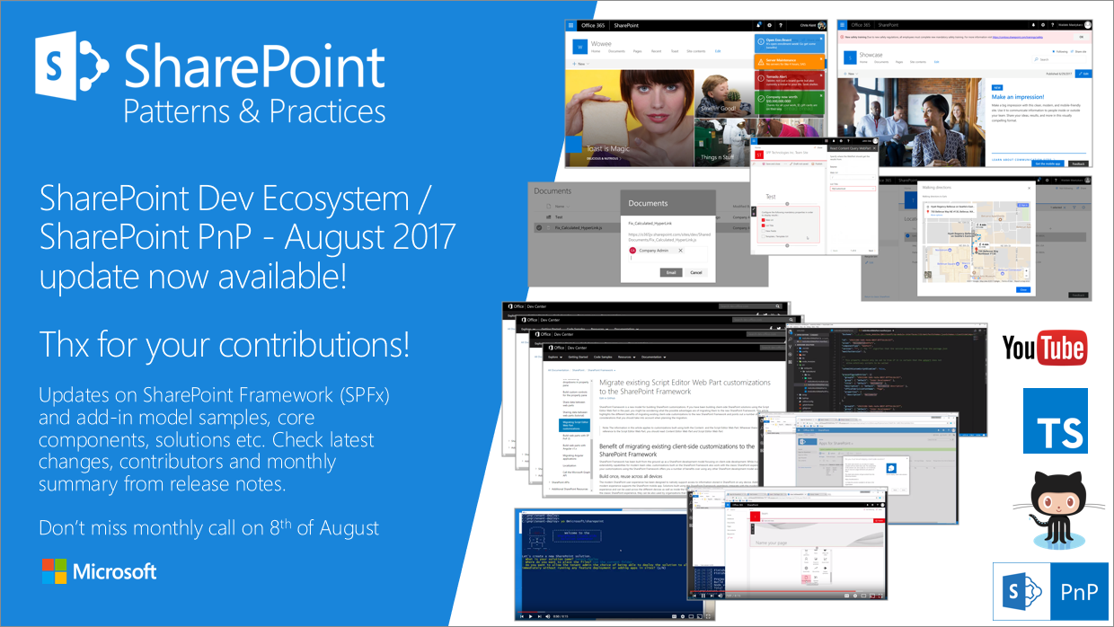 SharePoint Dev Ecosystem / SharePoint PnP - August 2017 update is now ...