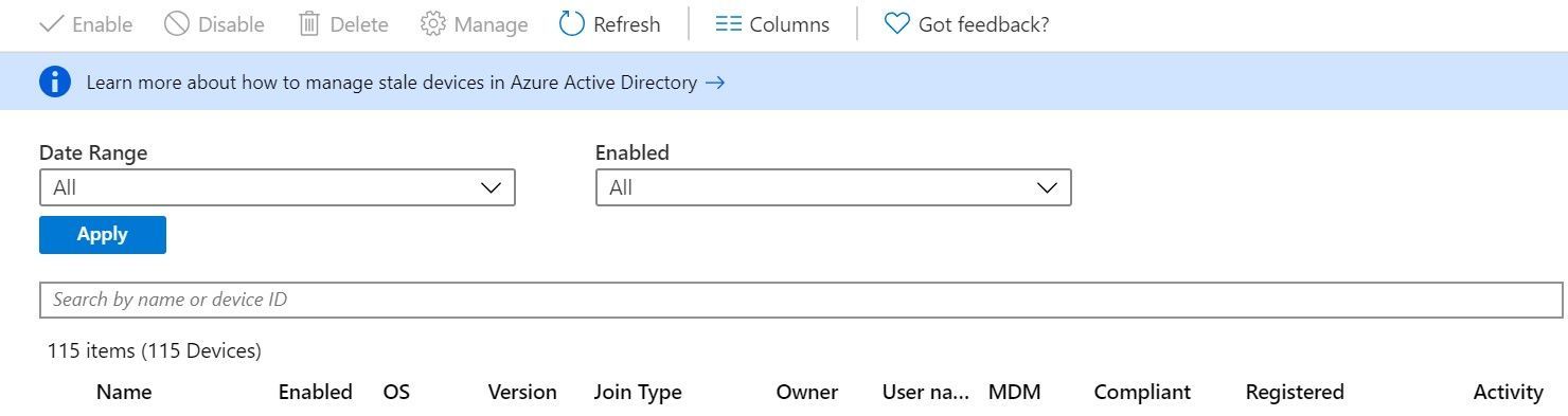 How to get All Azure AD devices with the column values from the Azure GUI app? | Microsoft ...