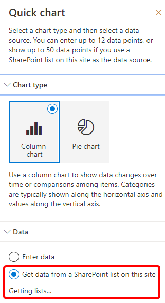SharePoint Online Web Part Quick Charts 100 List Limit | Microsoft ...