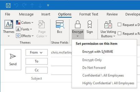 Encrypt options greyed out in Outlook desktop | Microsoft Community Hub