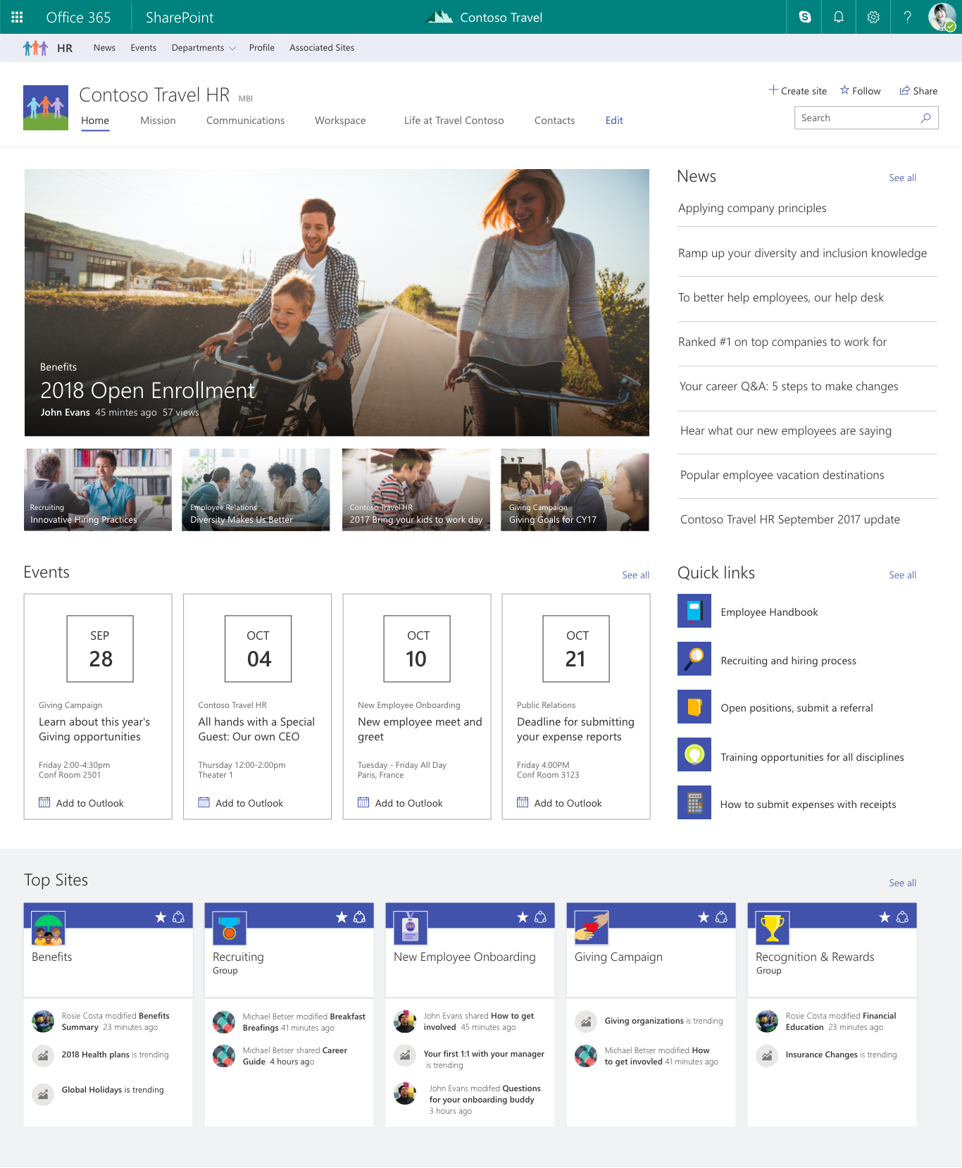 SharePoint hub sites new in Office 365
