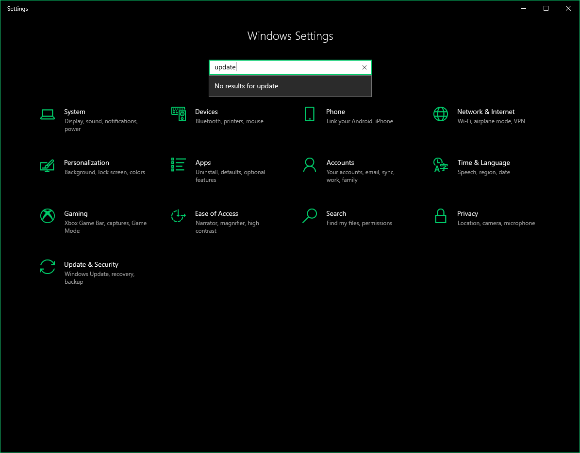 Search in Settings app does not work and does not bring any results ...