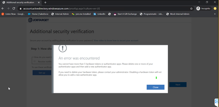 Error Setting up MFA authenticator | Microsoft Community Hub