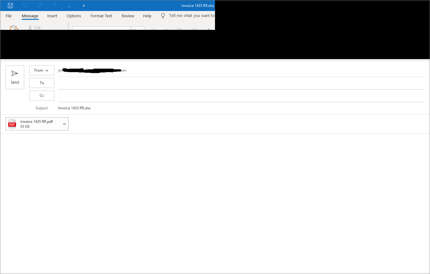 Outlook Message Box Gui Blacked Out When Sending Attachment Through Excel Microsoft Community Hub