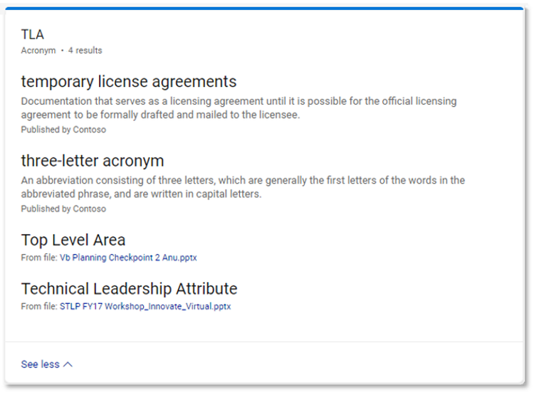 Introducing acronym answers in Microsoft Search | Microsoft Community Hub