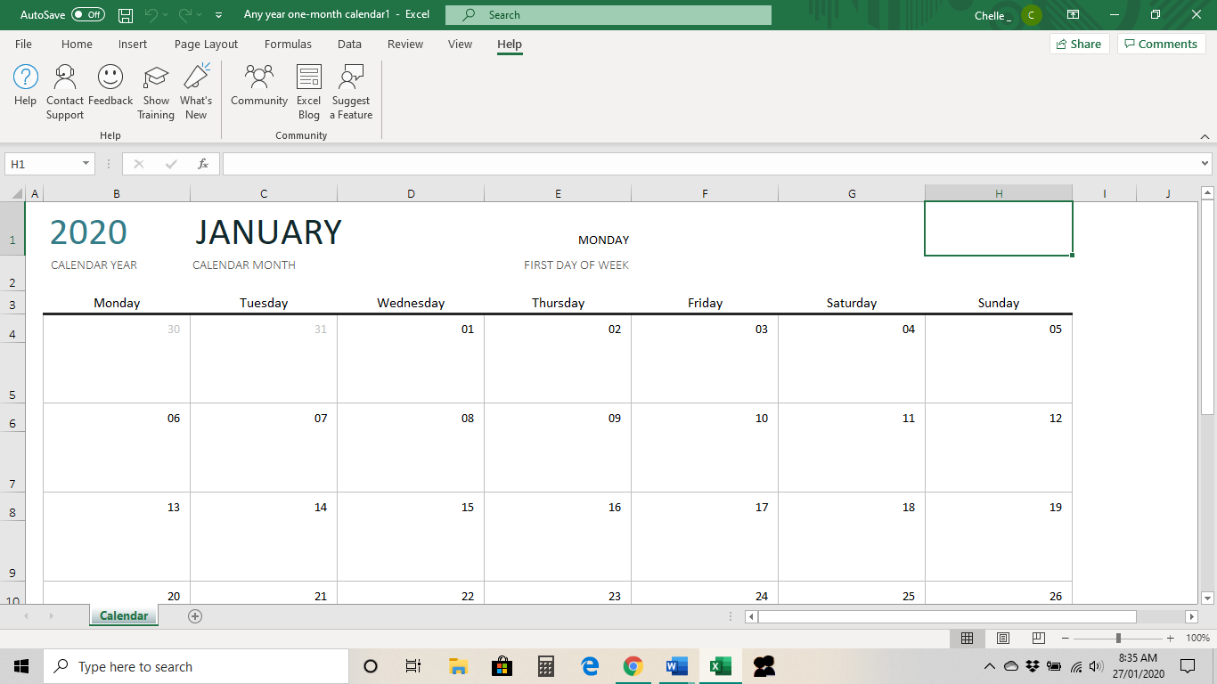 one month any year calendar | Microsoft Community Hub