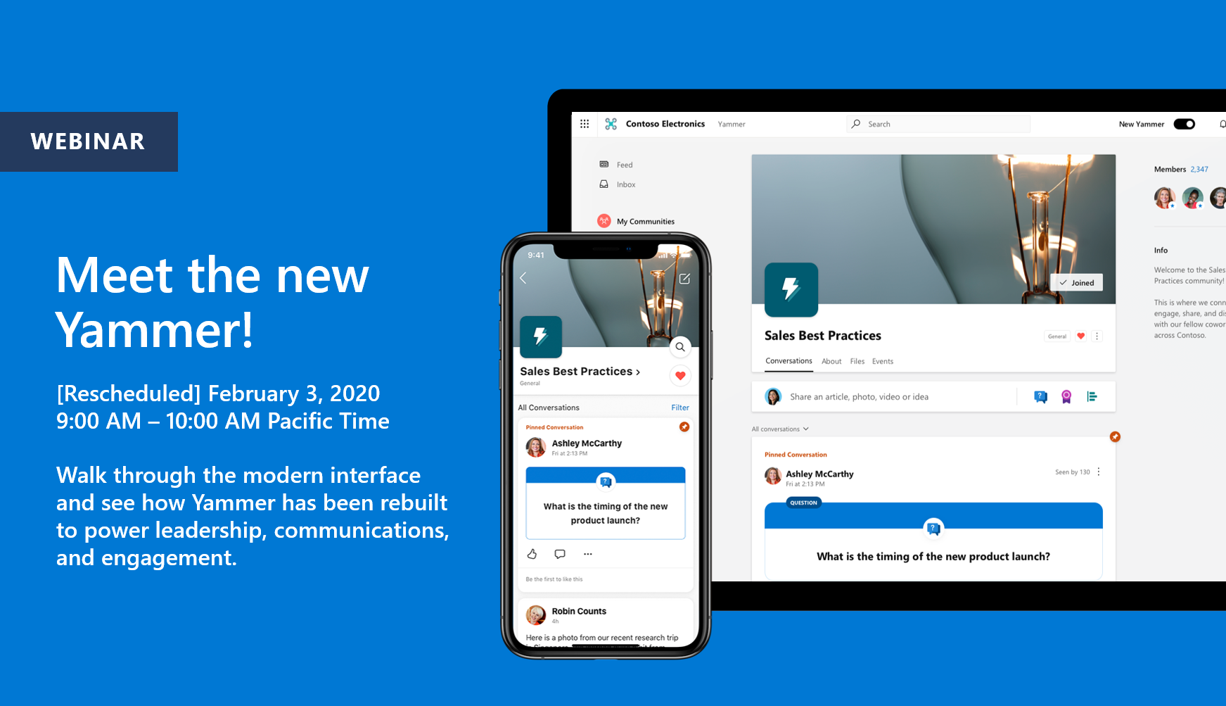 [Rescheduled] Meet the New Yammer Webinar, February, 3, 9:00 AM – 10:00 ...
