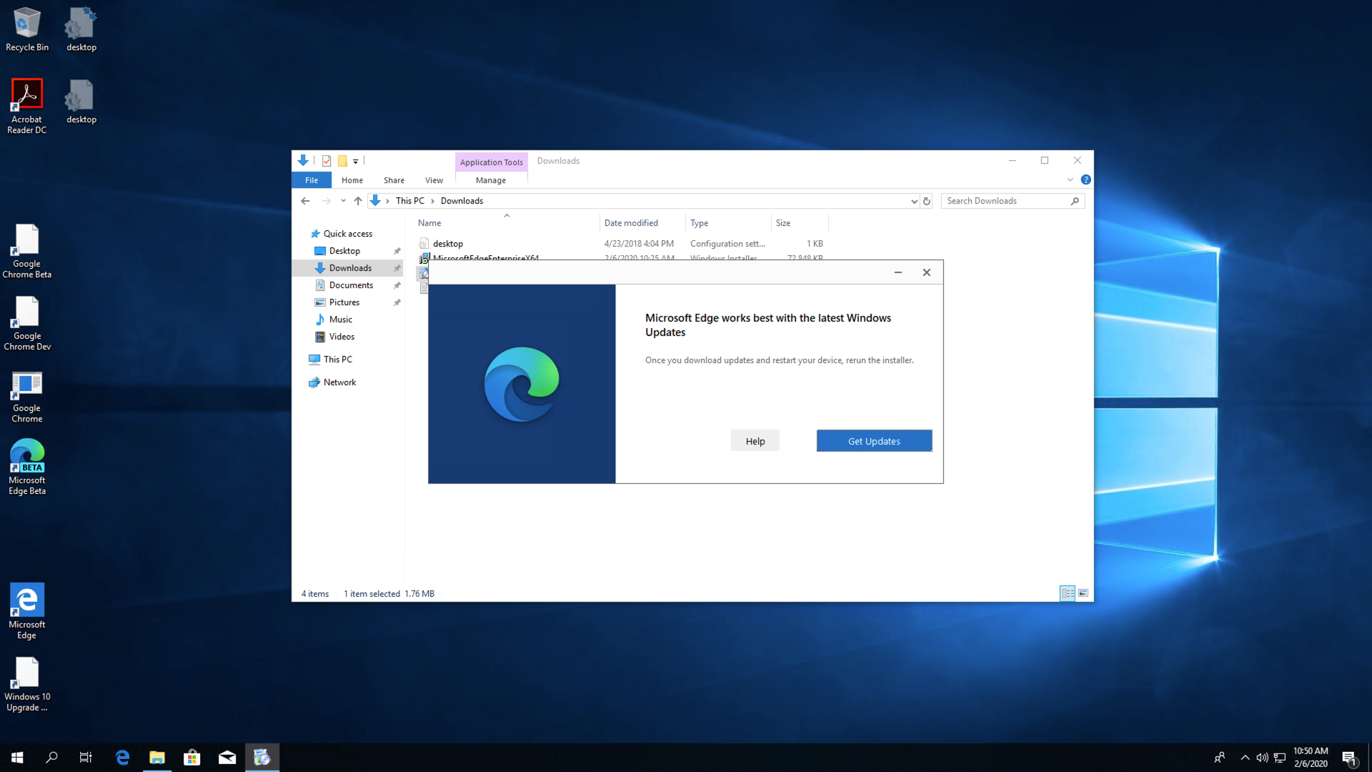 I'm unable to install edge 79 stable on windows 10 version 1803 ...