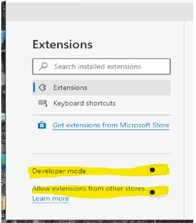 Edge - Extensions - Developer and other store toggle | Microsoft ...
