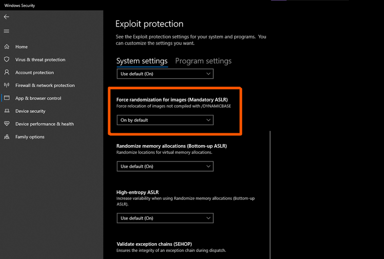 Turn on Mandatory ASLR in Windows Security | Microsoft Community Hub
