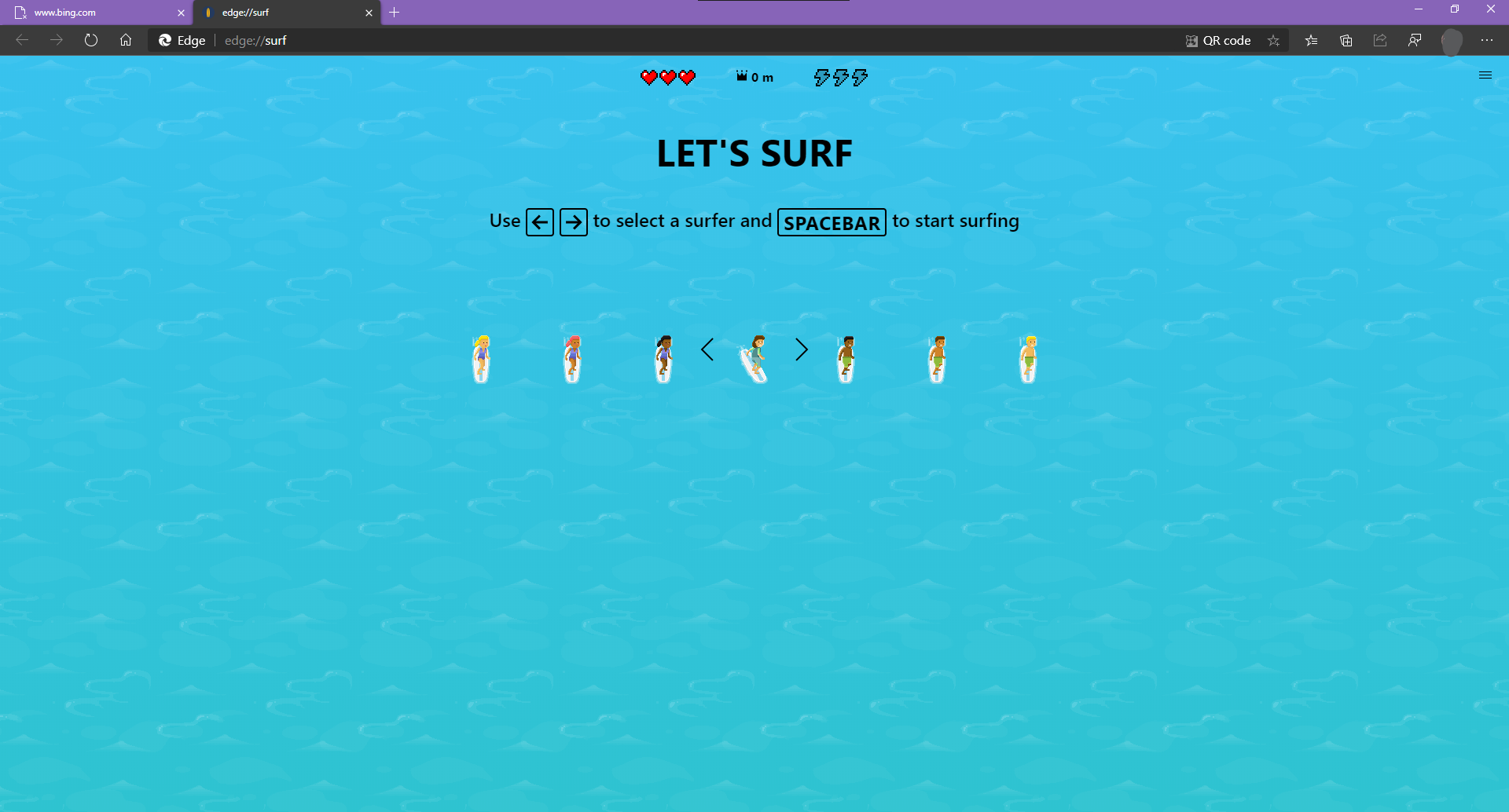 it's TIME TO SURF | watch the gameplay of Microsoft Edge's built in ...