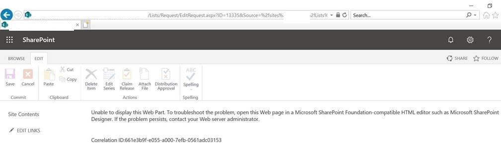 Unable to display this Web Part.To troubleshoot, open this Web page in a Microsoft SharePoint ...
