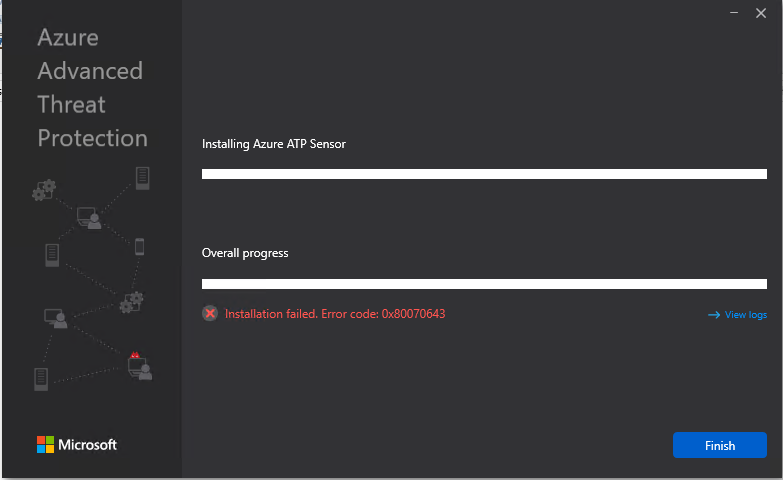 Error installing Azure ATP Sensor on DC | Microsoft Community Hub