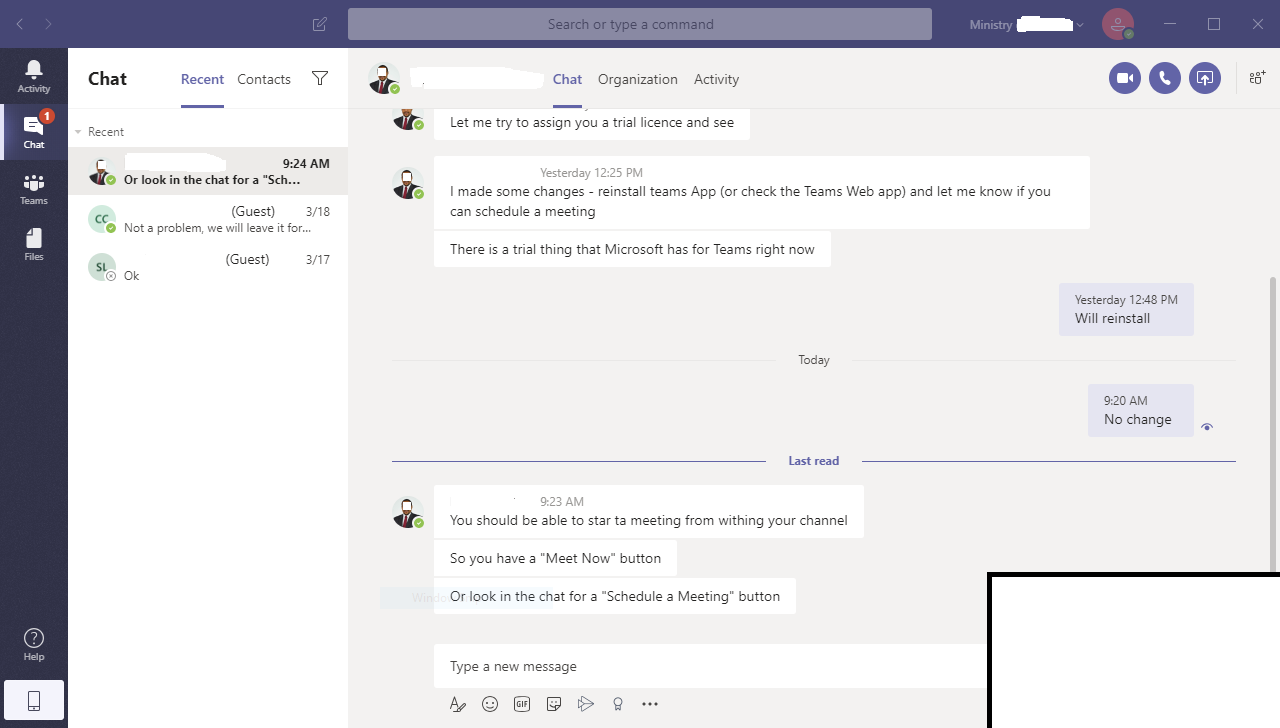 Microsoft Teams Exploratory - Not Working as I thought. Can't Schedule ...