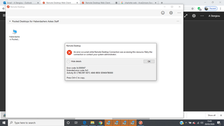 Error when connecting to MVD - 0x3000047 | Microsoft Community Hub