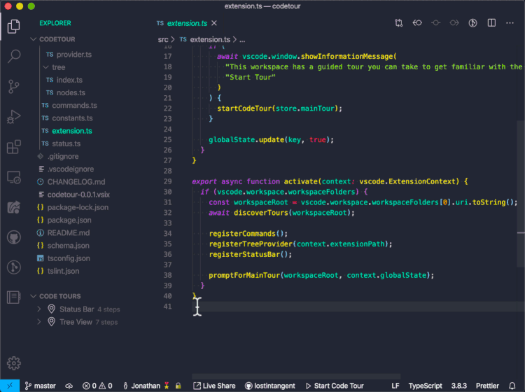 CodeTour VSCode extension allows you to produce interactive guides ...
