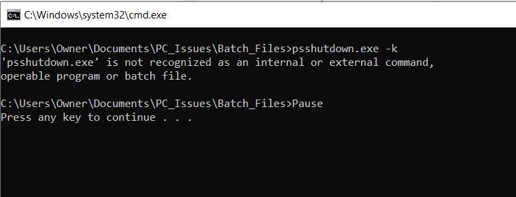 Running PSShutdown | Microsoft Community Hub