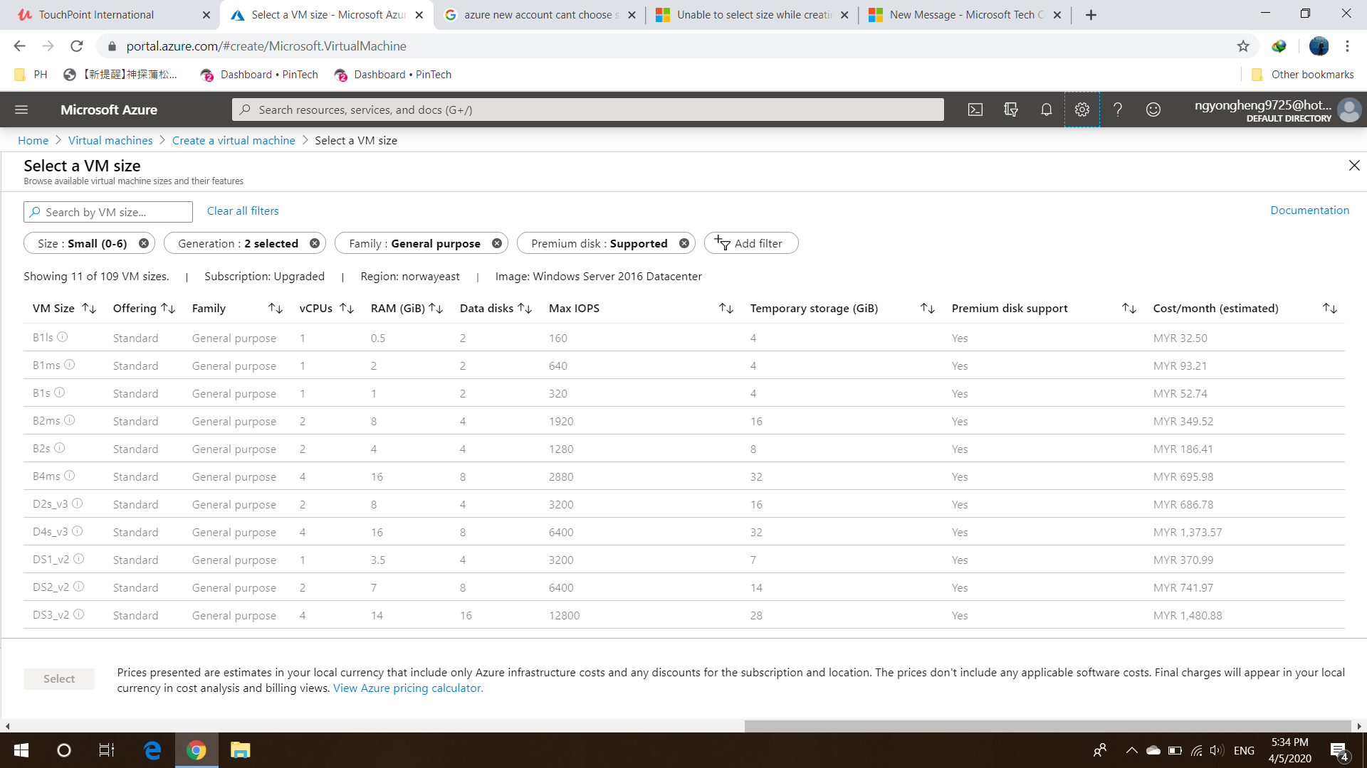 Unable to set size for virtual machine | Microsoft Community Hub