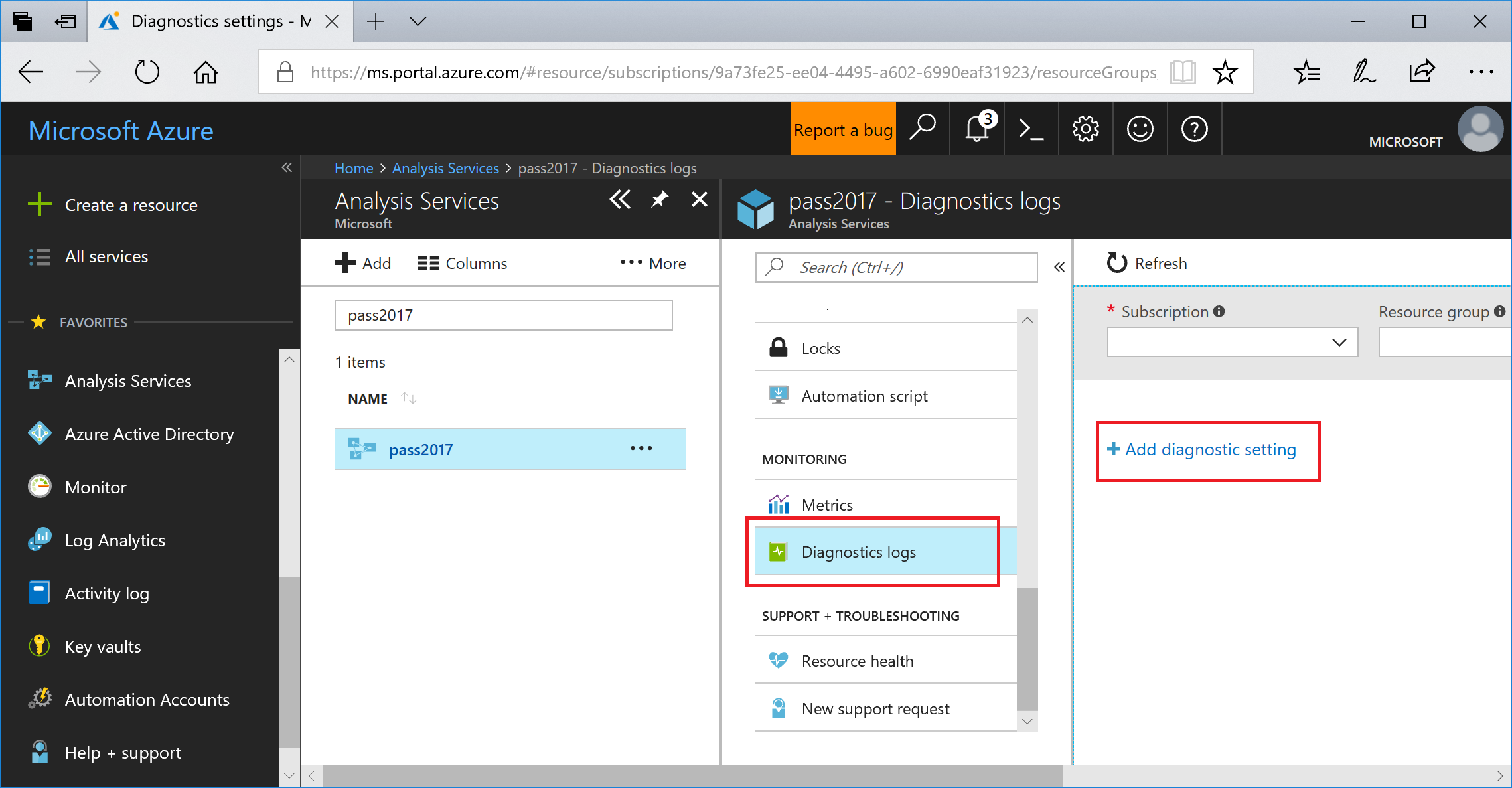 Azure Analysis Services integration with Azure Diagnostic Logs ...