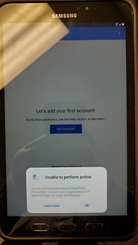 "Unable to perform action “pop up when click Authenticator app in ...