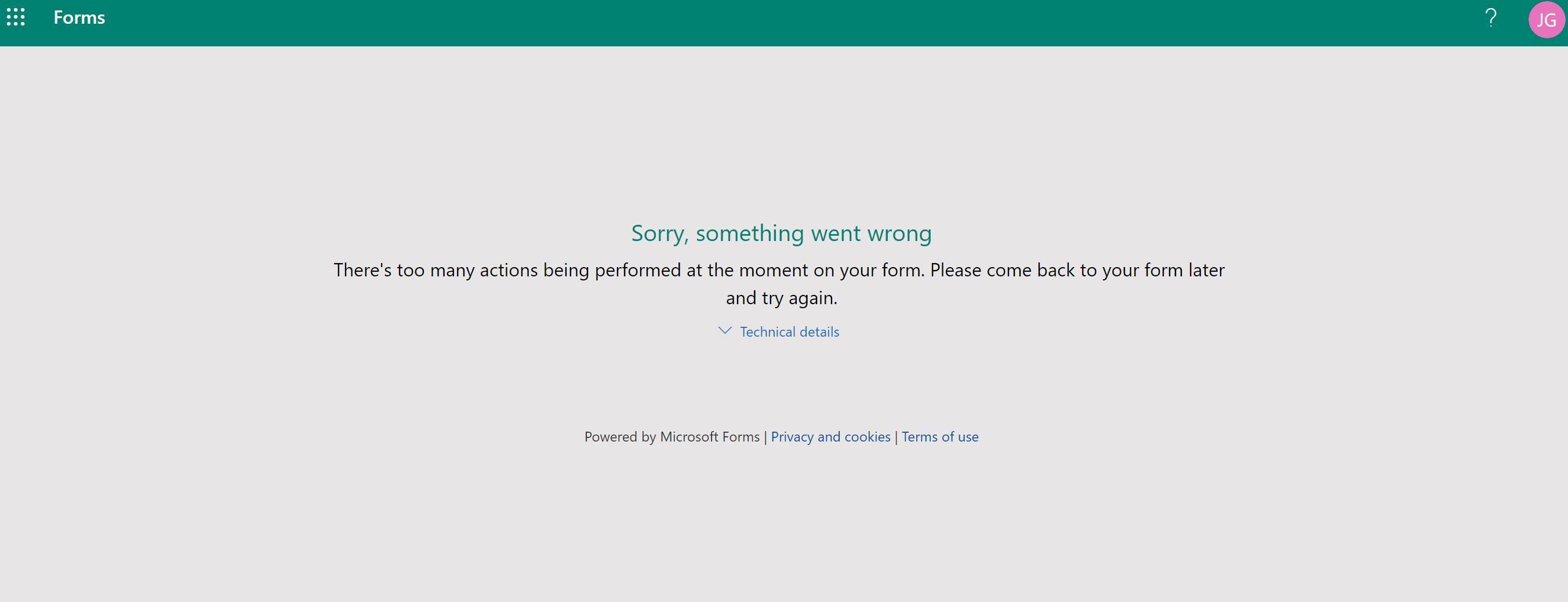 Microsoft Form Error Message | Microsoft Community Hub