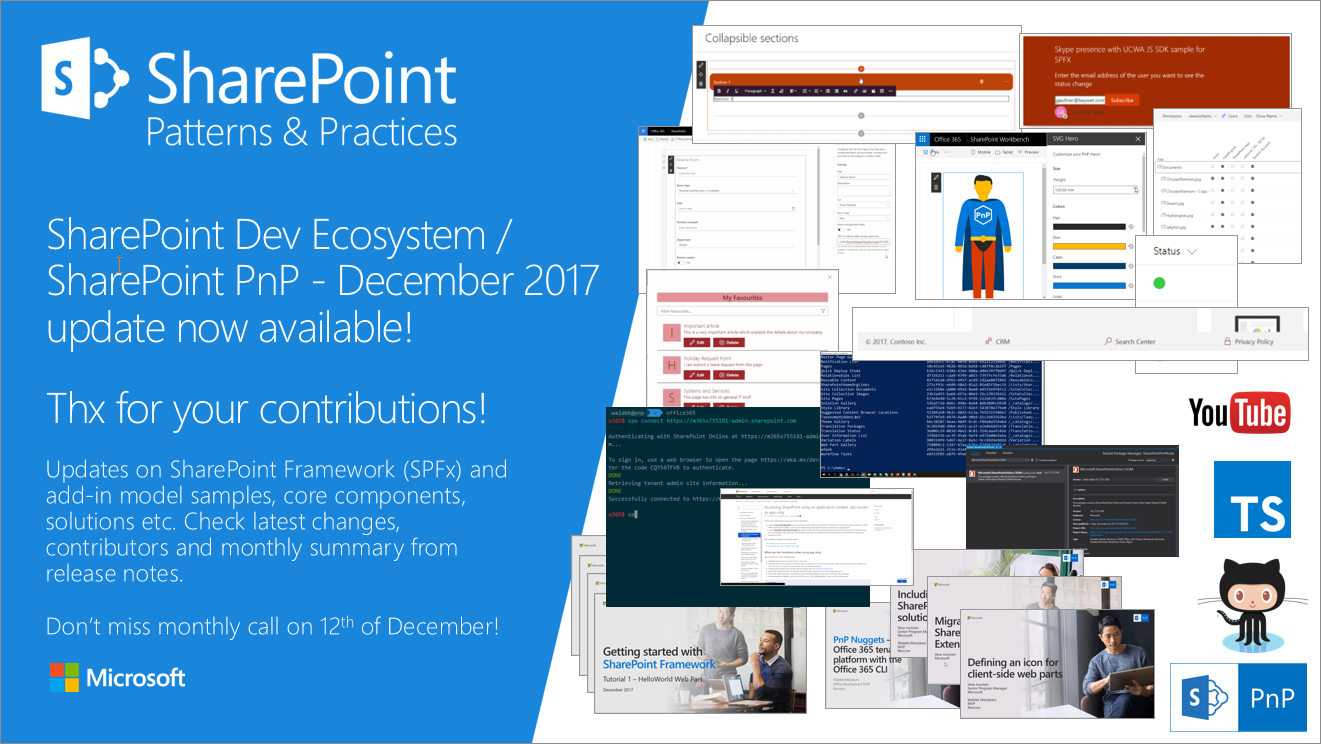 SharePoint Dev Ecosystem / SharePoint PnP - December 2017 update now ...