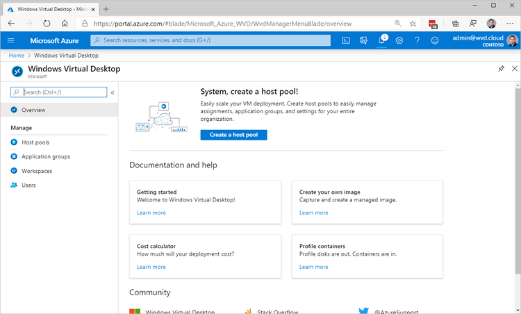 Getting started: Windows Virtual Desktop ARM-based Azure portal ...