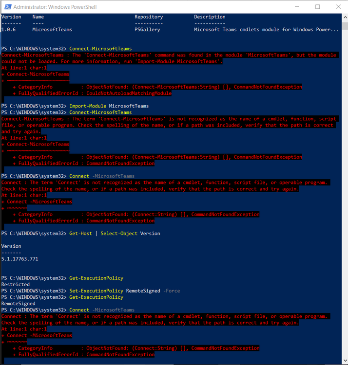MicrosoftTeams PowerShell cmdlet doesn't work | Microsoft Community Hub