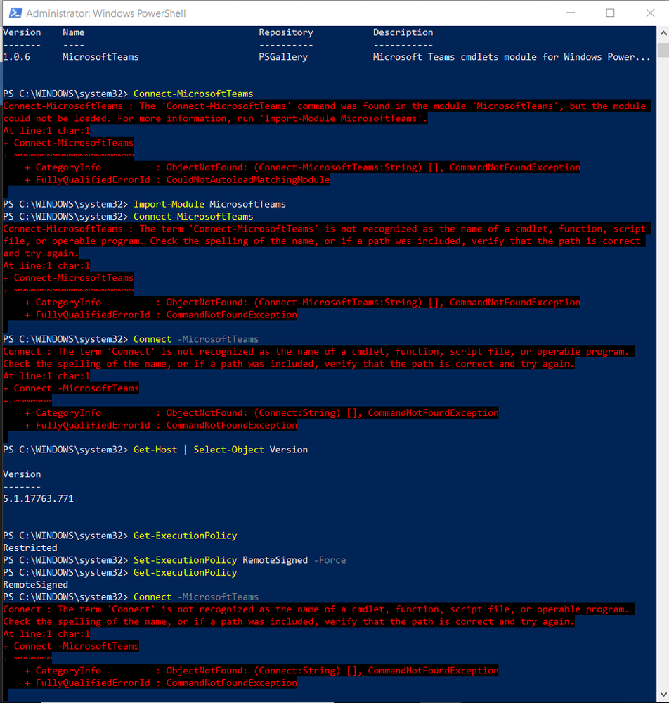 MicrosoftTeams PowerShell cmdlet doesn't work | Microsoft Community Hub