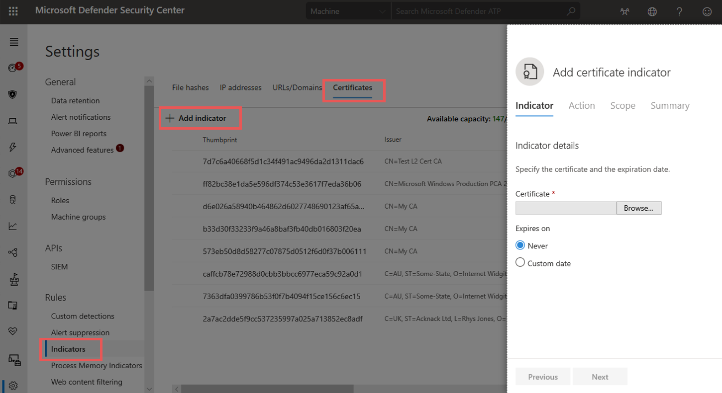 Indicators enhancements: Allow/Block by certificates & more | Microsoft ...