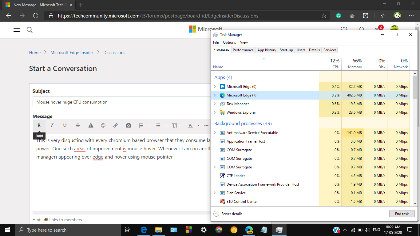 Mouse hover huge CPU consumption | Microsoft Community Hub