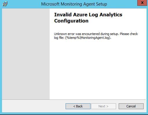 Microsoft Monitoring Agent Setup Error | Microsoft Community Hub