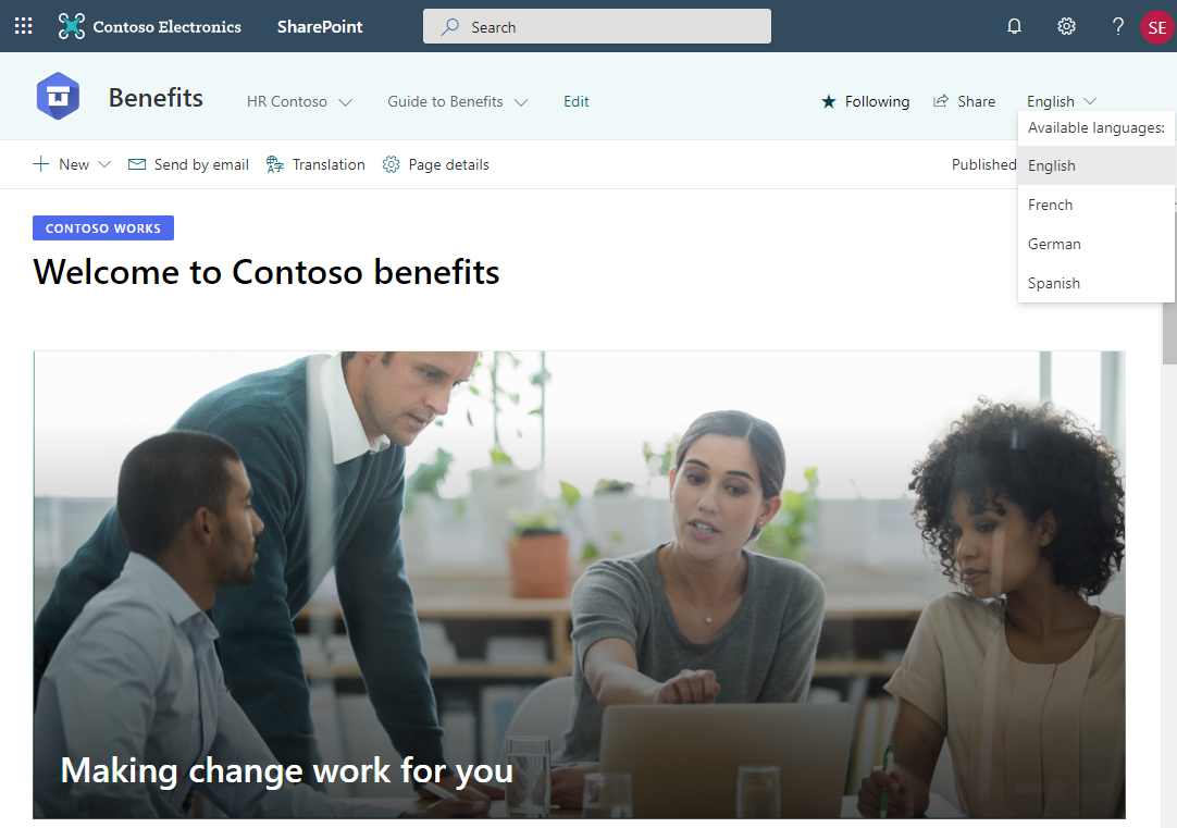New SharePoint feature: Multilingual publishing for pages and news ...