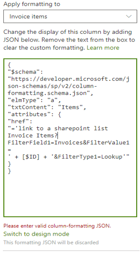 Link to a lookup a column by using json formatting | Microsoft ...