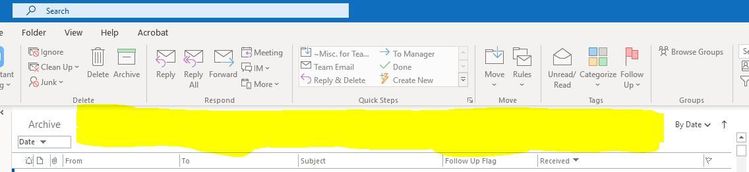 Any way to move the Outlook search bar back where it belongs ...