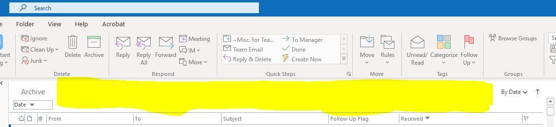 Any way to move the Outlook search bar back where it belongs ...
