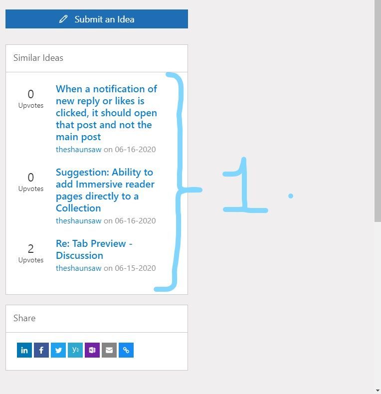 The similar ideas area when a community idea is visited should only ...