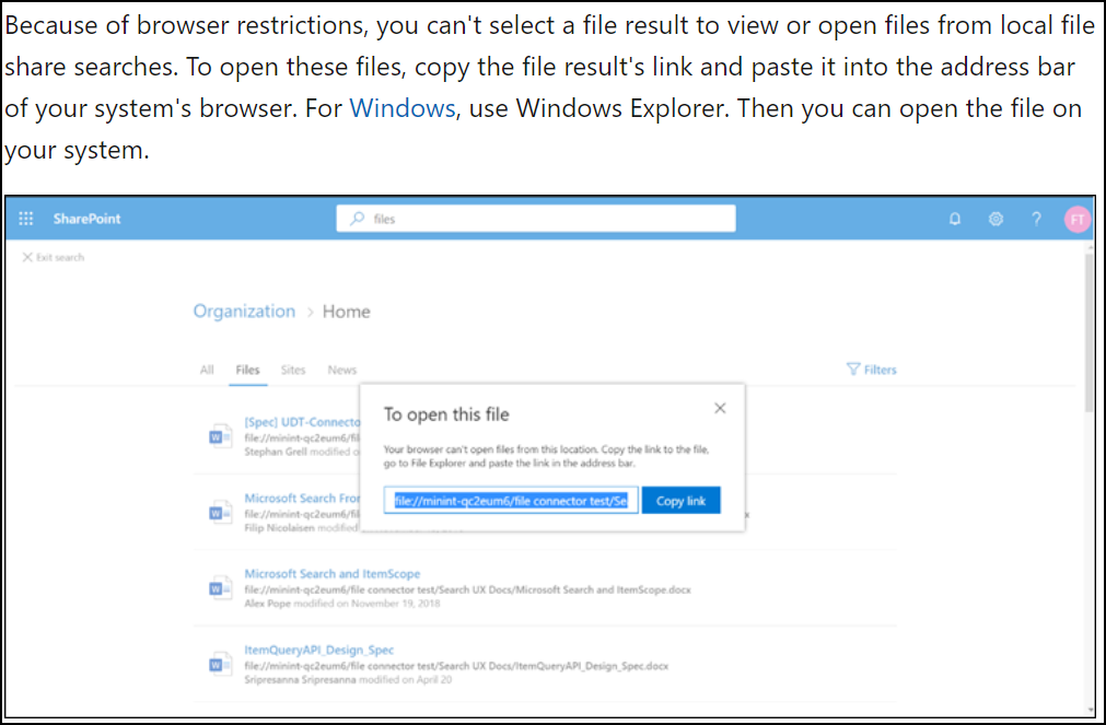 UX for search results of On-prem File shares in SharePoint Online ...